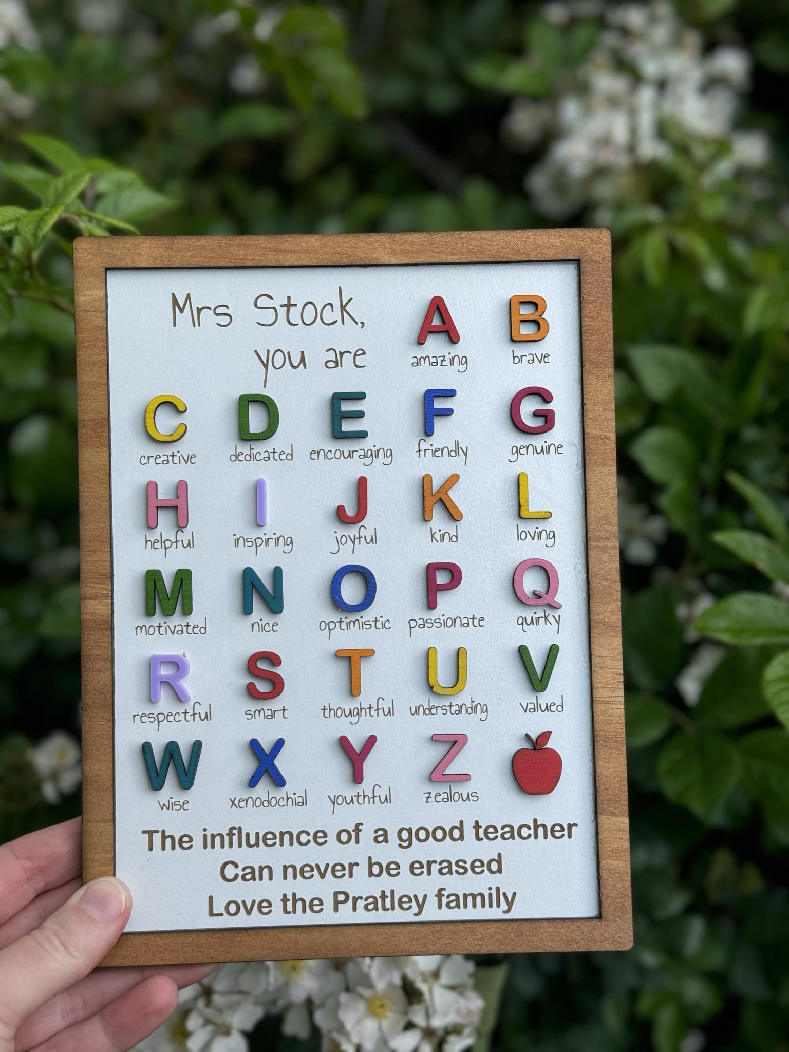 Teacher thank you display – Bons blocks and laser crafts